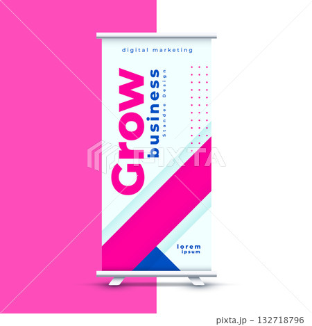 white and pink roll up standee cover banner for...のイラスト素材 [132718796 ...
