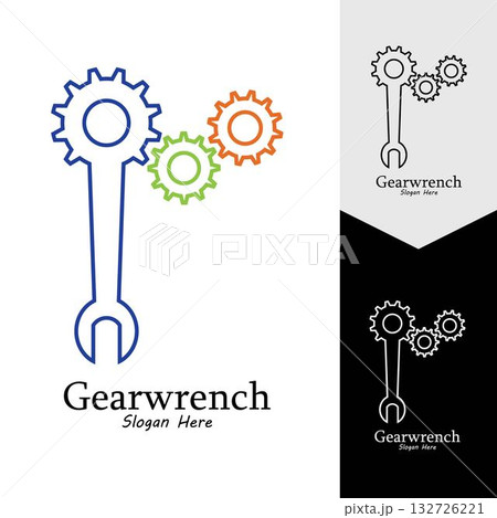 Gearwrench vector icon background templateのイラスト素材 [132726221] - PIXTA