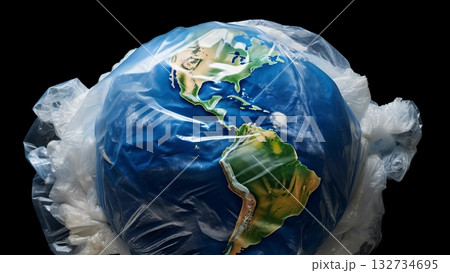 Global plastic bag suffocating planet earth,...のイラスト素材 [132734695] - PIXTA