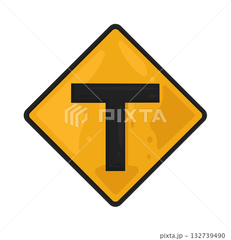 Illustration of t junction sign のイラスト素材 [132739490] - PIXTA