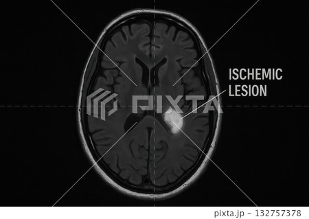 Serious MRI brain scan showing highlighted...のイラスト素材 [132757378] - PIXTA