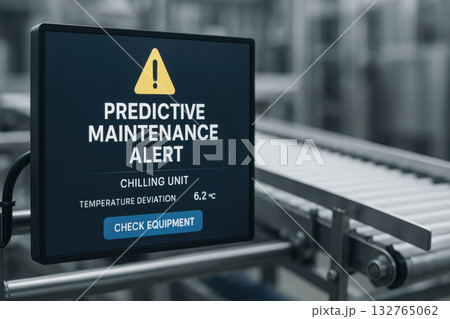 Serious predictive maintenance alert on screen,...のイラスト素材 [132765062 ...