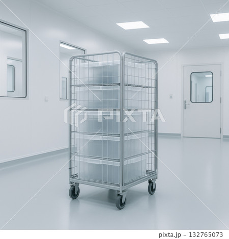 Rolling cage trolley in calm, sterile...のイラスト素材 [132765073] - PIXTA