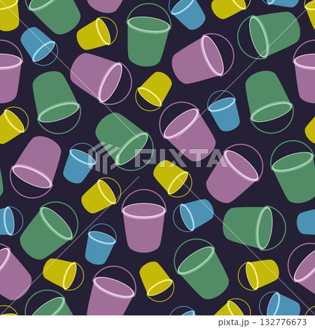 Colorful Plastic Buckets. Seamless pattern....のイラスト素材 [132776673] - PIXTA