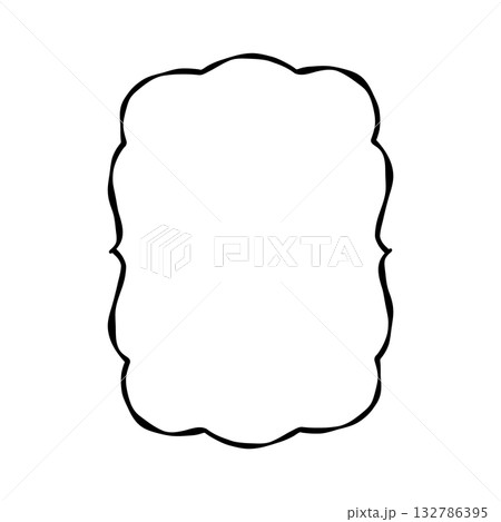 Whimsical soft edge frame in black outlineのイラスト素材 [132786395] - PIXTA