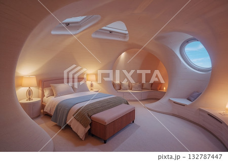 Butterfly-inspired cocoon bedroom glows softly...のイラスト素材 [132787447 ...