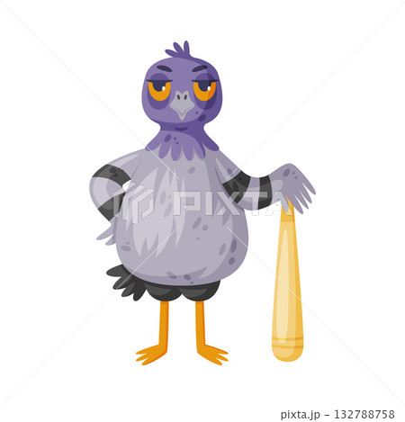 Pigeon Bandit and Criminal Character with Bat...のイラスト素材 [132788758] - PIXTA