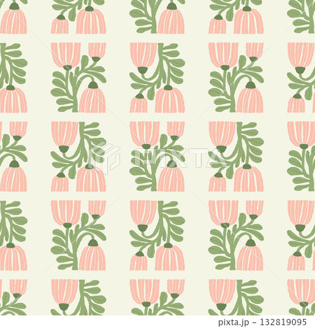 Floral Seamless Pattern. Groovy Abstract Folk...のイラスト素材 [132819095] - PIXTA