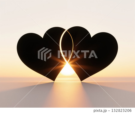 Two hearts intertwined with a glowing light...のイラスト素材 [132823206] - PIXTA