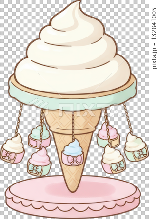 A cute stylized ice cream cone carousel with...のイラスト素材 [132841005] - PIXTA