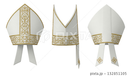 White bishop mitre hat with gold embroidery a...のイラスト素材 [132851105] - PIXTA