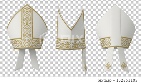 White bishop mitre hat with gold embroidery a...のイラスト素材 [132851105] - PIXTA