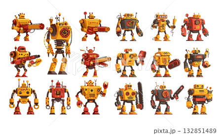 Robots cartoon vector set. Sci fi mechanical...のイラスト素材 [132851489] - PIXTA