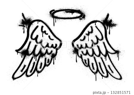 Vector graffiti angel wings and halo....のイラスト素材 [132851571] - PIXTA