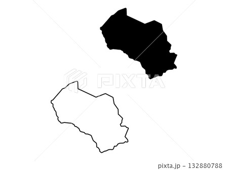 Rectangular black silhouette and outline map...のイラスト素材 [132880788] - PIXTA