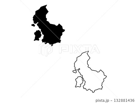 Long and narrow geographical region illustrated...のイラスト素材 [132881436 ...