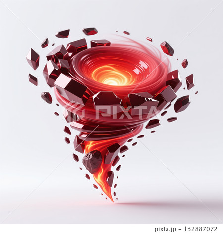 Red vortex swirling with gemstones and fiery...のイラスト素材 [132887072] - PIXTA