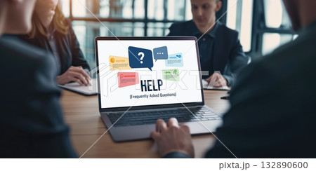 Help screen on the website provide answer to...のイラスト素材 [132890600] - PIXTA
