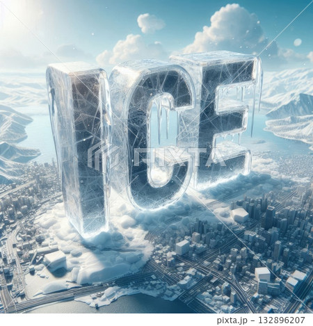 Frozen Typography: Ice-Cold Letters Melting in...のイラスト素材 [132896207 ...
