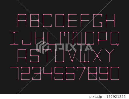 alphabet and numbers, line minimalistic font...のイラスト素材 [132921223] - PIXTA
