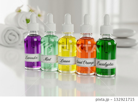 Rainbow Assortment of Essential Oils Dropper...のイラスト素材 [132921715] - PIXTA