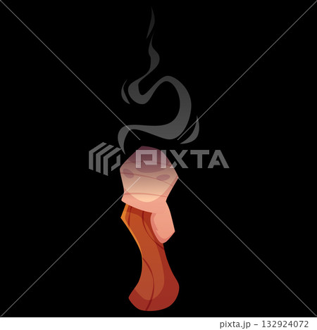 Extinguished medieval wooden torch, smoke...のイラスト素材 [132924072] - PIXTA