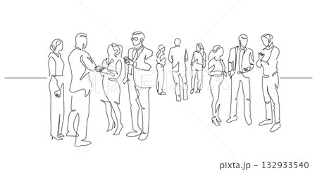 crowd people businessperson discussing outline...のイラスト素材 [132933540 ...