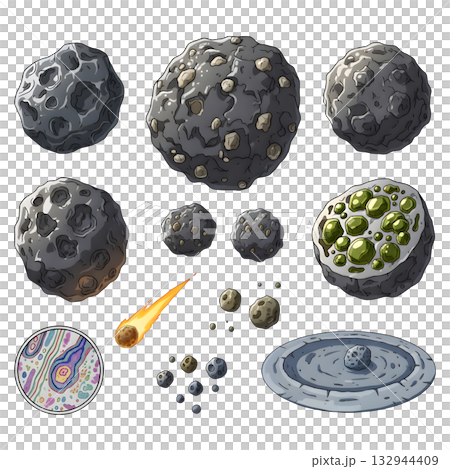 Set of meteorite character. illustration design.-插圖素材 [132944409] - PIXTA圖庫