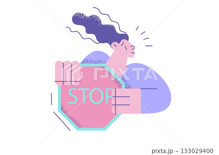 Stop sign, refusal, warning conceptのイラスト素材 [133029400] - PIXTA