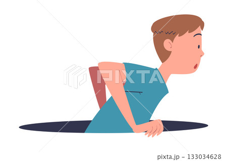 Man Character Jumping Through Portal Enter Hole...のイラスト素材 [133034628 ...