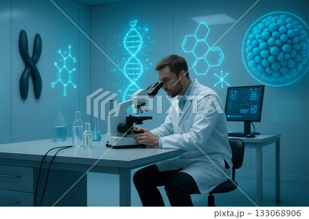 AI generated futuristic science lab scene with...のイラスト素材 [133068906 ...