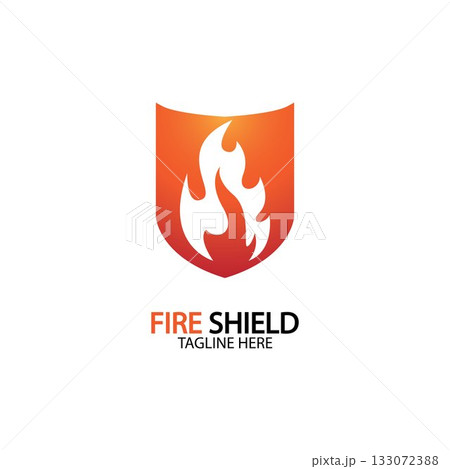 Fire shield logo design element. Fire warning...のイラスト素材 [133072388] - PIXTA