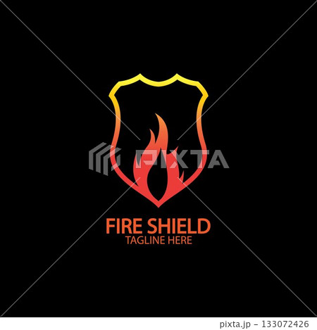 Fire shield logo design element. Fire warning...のイラスト素材 [133072426] - PIXTA