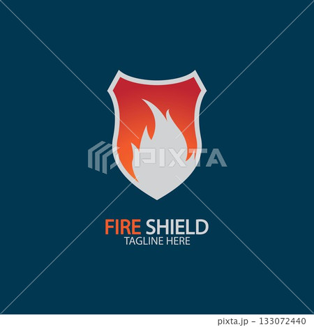 Fire shield logo design element. Fire warning...のイラスト素材 [133072440] - PIXTA