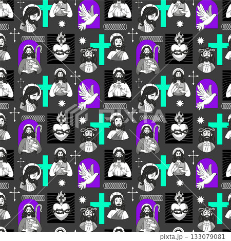 Jesus and sacred heart illustration in modern...のイラスト素材 [133079081] - PIXTA