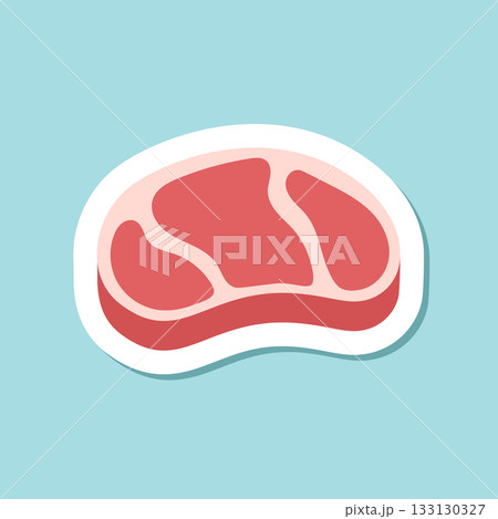 Raw meat sticker icon in flat style. Lamb or...のイラスト素材 [133130327] - PIXTA