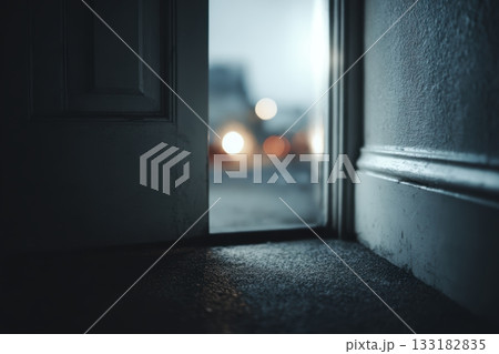 Light glowing through an open door in a dim...のイラスト素材 [133182835] - PIXTA