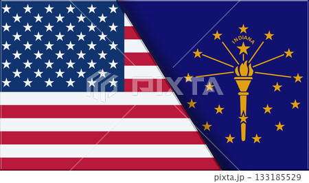 Flags of USA and Indiana. United States and...のイラスト素材 [133185529] - PIXTA