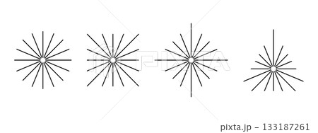 Straight radial lines in round, square and...のイラスト素材 [133187261] - PIXTA