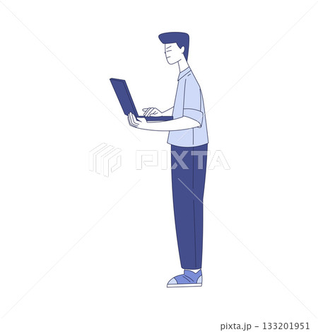Programming with Man Character Working on Web...のイラスト素材 [133201951] - PIXTA