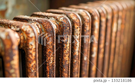 Old rusty cast iron radiator with corroded...のイラスト素材 [133218186] - PIXTA