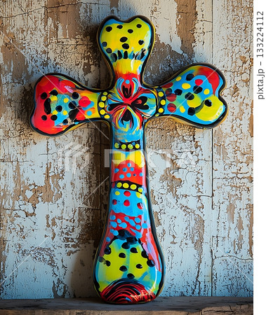 Colorful cross with a yellow tip and red and...のイラスト素材 [133224112] - PIXTA