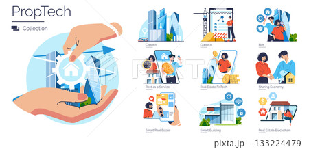 PropTech collection vector illustration...のイラスト素材 [133224479] - PIXTA