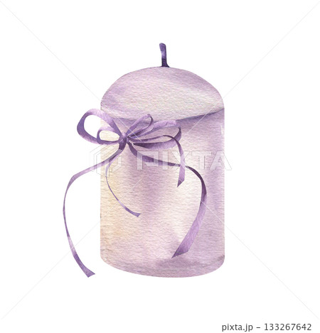 Pastel purple candle with violet silk bow...のイラスト素材 [133267642] - PIXTA
