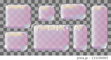 3d Y2K Pink Glass Frames UI UX elements. Vector...のイラスト素材 [133290065 ...