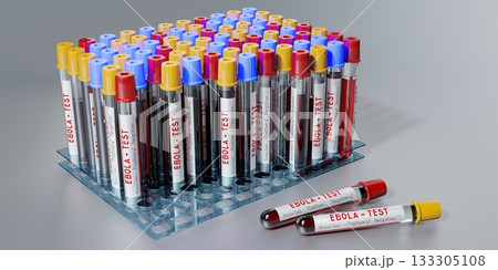 Ebola virus - test tubes, blood tests - 3D...のイラスト素材 [133305108] - PIXTA
