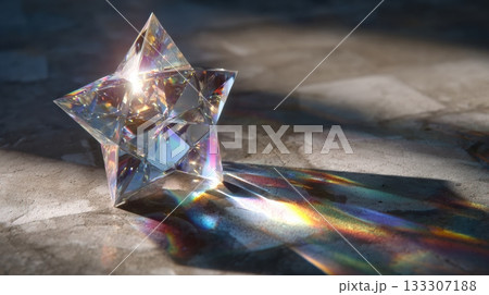 Transparent crystal star prism with rainbow...のイラスト素材 [133307188] - PIXTA