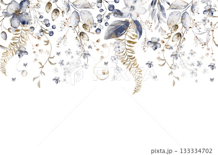 Watercolor Botanical Dry Plant Seamless Borderのイラスト素材 [133334702] - PIXTA