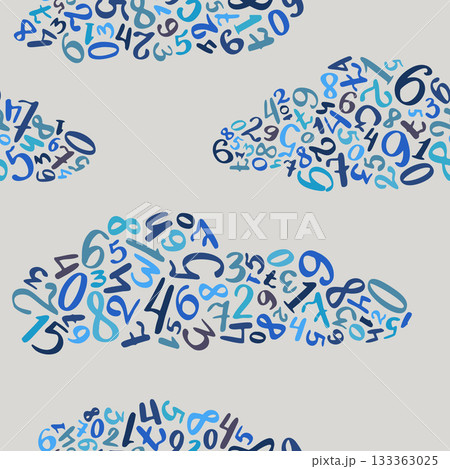 Blue number cloud pattern on white background...のイラスト素材 [133363025] - PIXTA