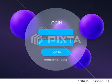 Dark UI login screen with a circular glass...のイラスト素材 [133366221] - PIXTA